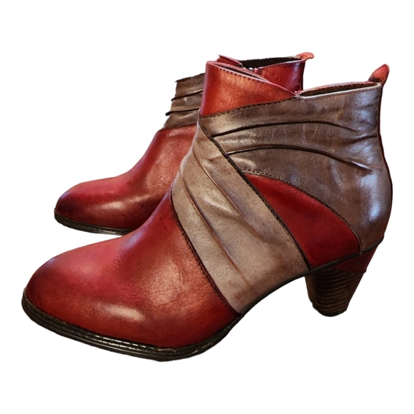L'artiste | Shoes | Lartiste Spring Step Red Leather Booties Sz49 ...
